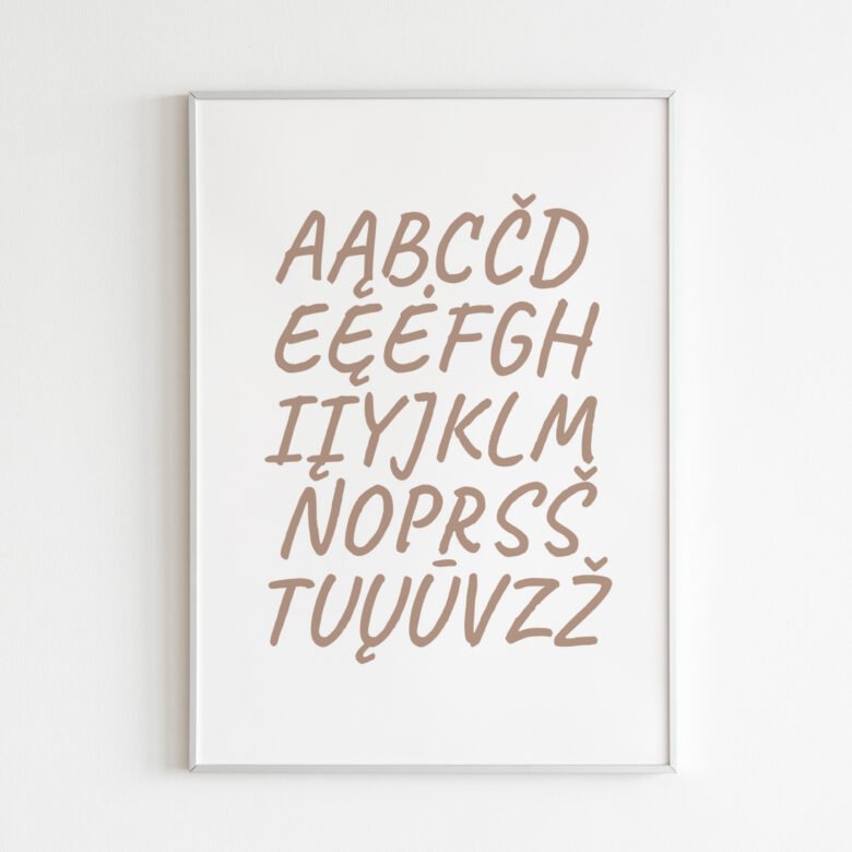 Lietuviška abecėlė spausdinimui PDF